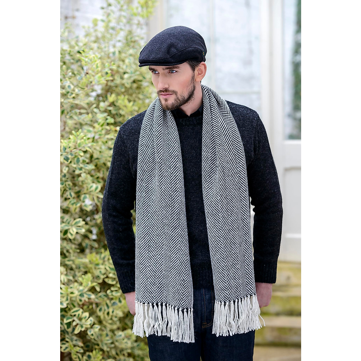 Mucros Weavers Irish Trinity Flat Cap for Men, Newsboy Hat (X-Large, Charcoal)