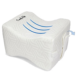 ComfiLife Knee Pillow for Side Sleepers – Firm Support Cooling Memory Foam Leg Pillow for Sleeping – Sciatica Pain Relief, Knee & Back Relief – Water Resistant Between Legs Pillow – Ergonomic Contour