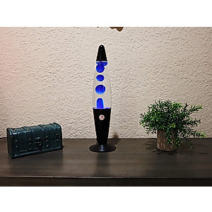 Aryellys Table Lamp 16" Bedside Lamp, Clear liquid Desk Lamp with Blue Lava Lamp Wax, Lava Lamps for Adults Nightstand Lamp for bedroom and Home Decor - Bulb included