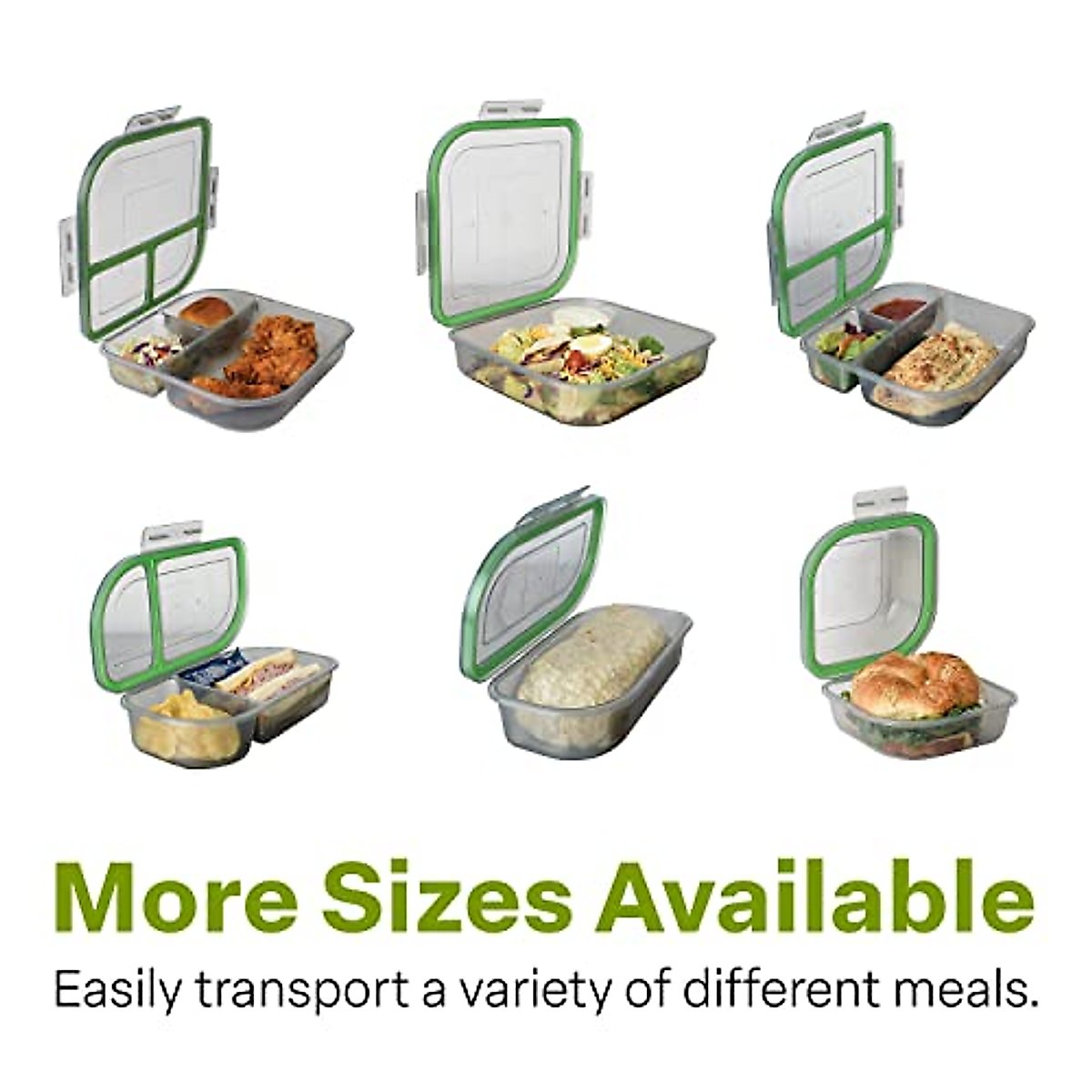 MyGo Container Pizza Slice To-Go Compartment Container, 9-1/4" X 8-1/4" X 2-1/2", Reusable, Microwave Safe, NSF Certified, Smoke/Green