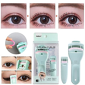 Eyelash Curler Professional Lash Curler Tool with 4 Extra Silicone Replacement Pads Portable Plastic Eye Lash Curler in Beauty & Personal Care Eyelash Curlers Green