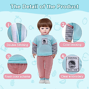 18-inch Boy Doll Clothes Accessories - Logan 18 Pcs 6 Set Doll Outfits Fashion Daily Costume Set Fits All 18 inch Dolls