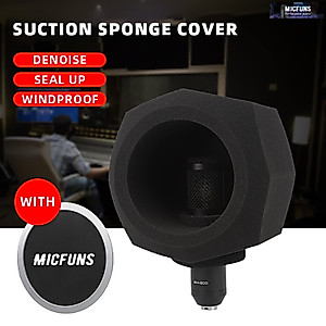 Micfuns Studio Microphone windscreen F3 microphone Wind Shield Pop Filter for 1.77 inch-2.36 inch Vocal Isolation Booth portable Studio Equipment, soundproof cover