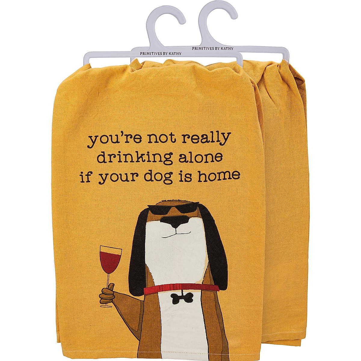 Primitives by Kathy 113839 Kitchen Towel Not Drinking Alone If Dog is Home, Cotton