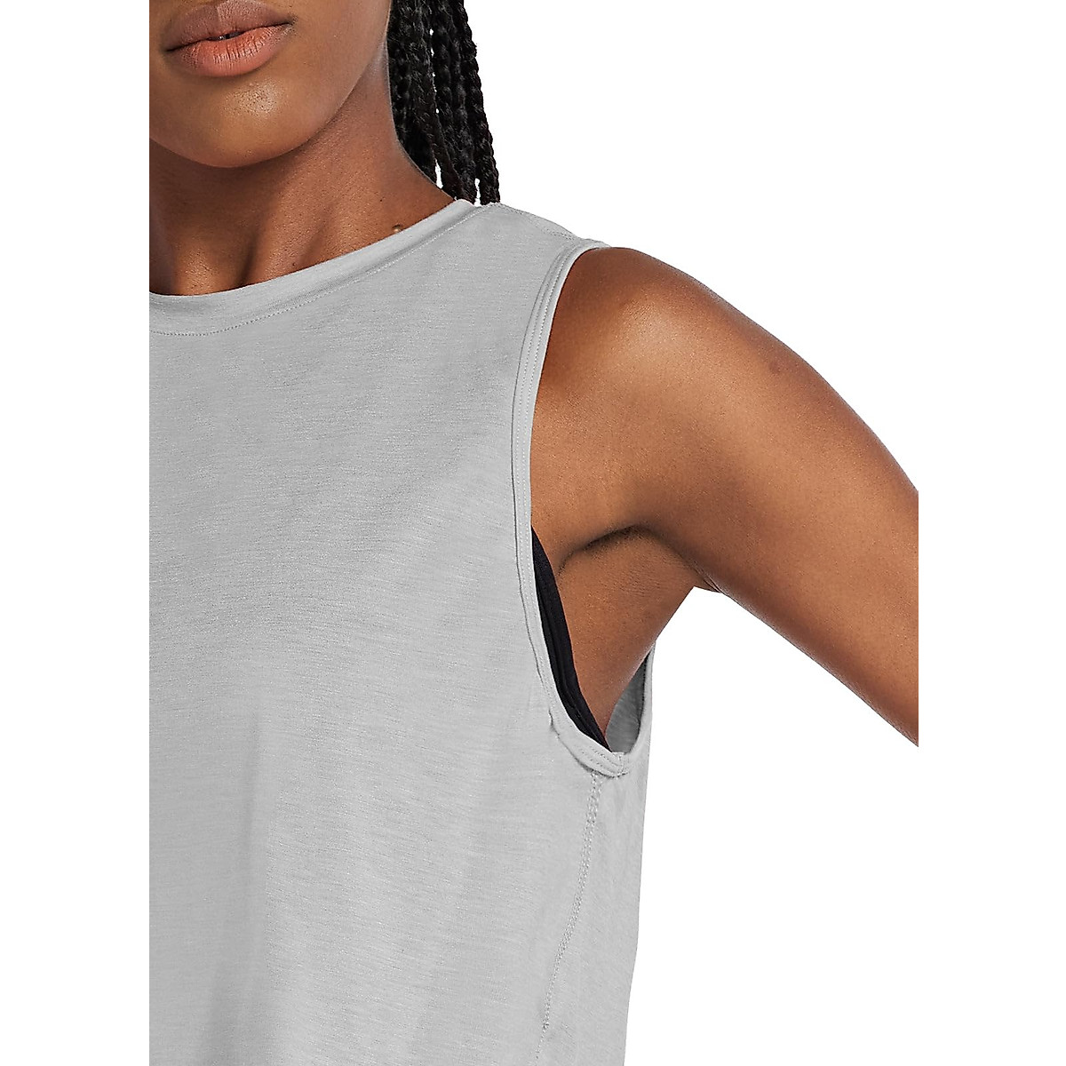 baleaf Workout Tops for Women Crop Tank Top Quick Dry Athletic Gym Exercise Sleeveless Shirts Muscle Yoga Loose Fit Heather Gray S