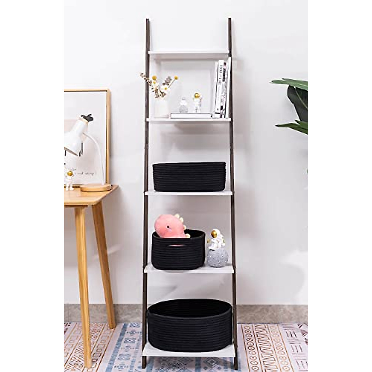 voten Black Toy Storage Basket Bins Set,Shelves Closet Cloth Storage Basket for Organizing&Storage,Small Woven Basket for Storage,Oval Set 3Packs