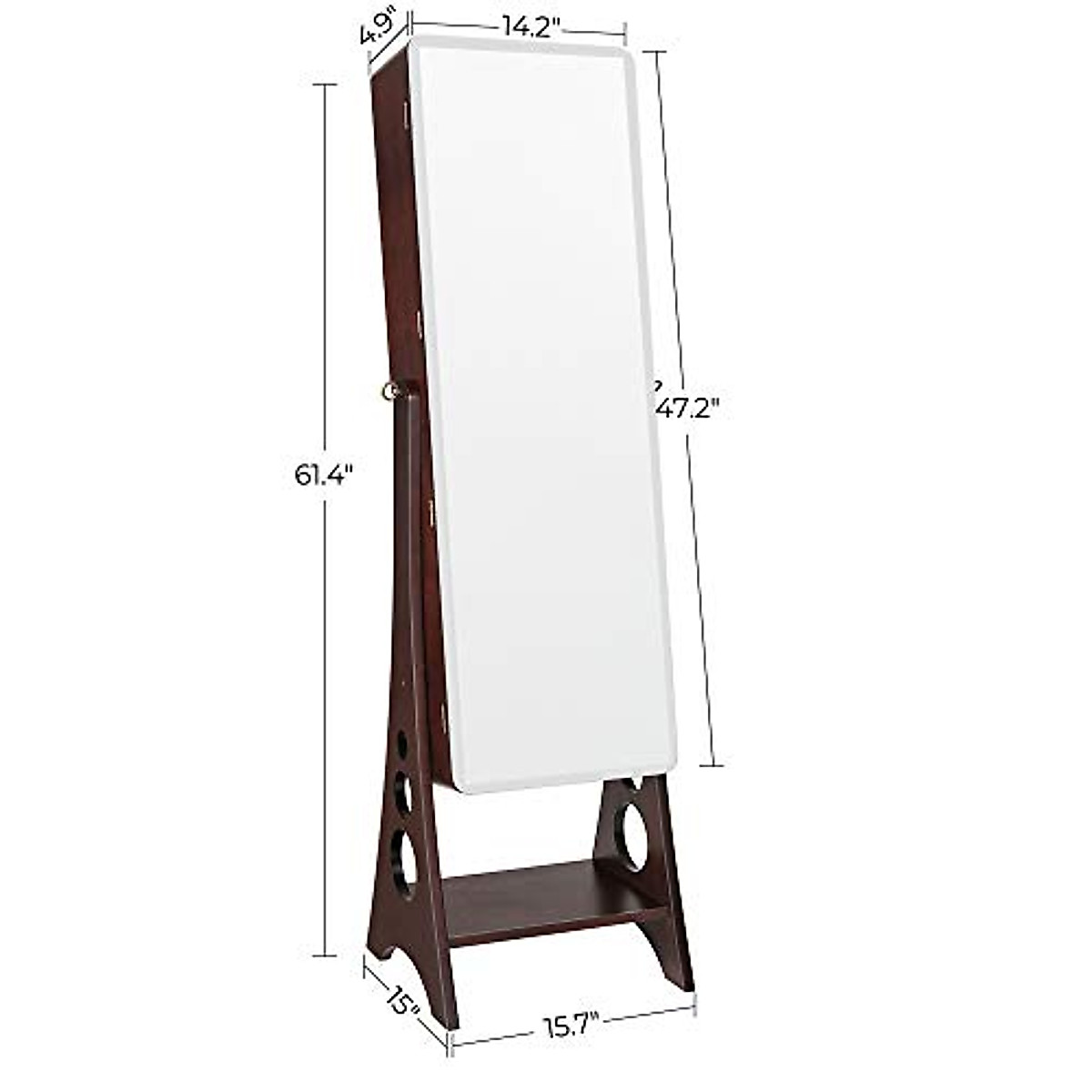 SONGMICS 8 LEDs Jewelry Cabinet Armoire with Beveled Edge Mirror, Gorgeous Jewelry Organizer Large Capacity Brown Patented UJJC89K