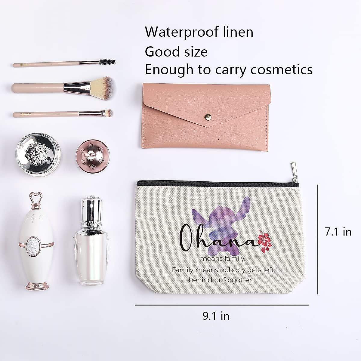 kdxpbpz Family Gifts for Women - Family Means Nobody Gets Left Behind or Forgotten - Cute Unique Makeup Bag Gifts for Daughter Son Grandchildren Niece Girls Boys Best Friend