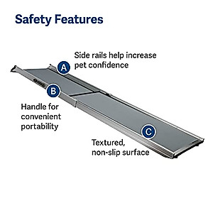 PetSafe Happy Ride Extra Long Telescoping Dog Ramp for Cars, Trucks, SUVs & Minivans - Extends 47 to 87 Inches - Portable Pet Ramp for Large Dogs - Aluminum Frame Weighs 18 lb, Supports up to 300 lb