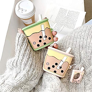 AirPods Pro Case Milk Tea, AKXOMY Cute Boba Tea Airpods Pro Case,3D Kawaii Protective Silicone Cover Case for Apple Airpods Pro Case for Girls Kids Boys (Boba Tea-Pink)