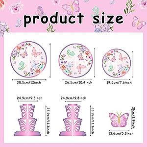 Butterfly Party Cupcake Stand for Girls Pink 3-Tier Cake Stand Baby Shower Spring Butterfly Birthday Party Table Cake Holder Decorations for Kids Cupcake Stands Butterfly Theme Decorations Supplies