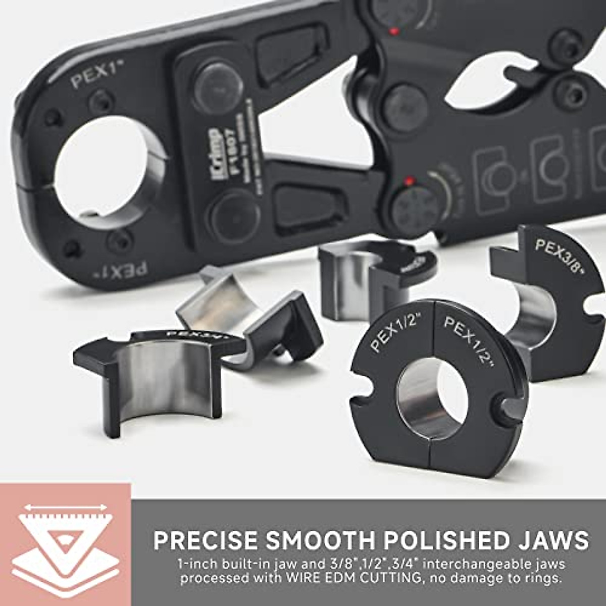 iCrimp Pex Pipe Crimping Tool kit for 3/8,1/2,3/4,1-inch Copper Ring with Free Gauge&Pex Pipe Cutter -Meet ASTM F1807 and Portable