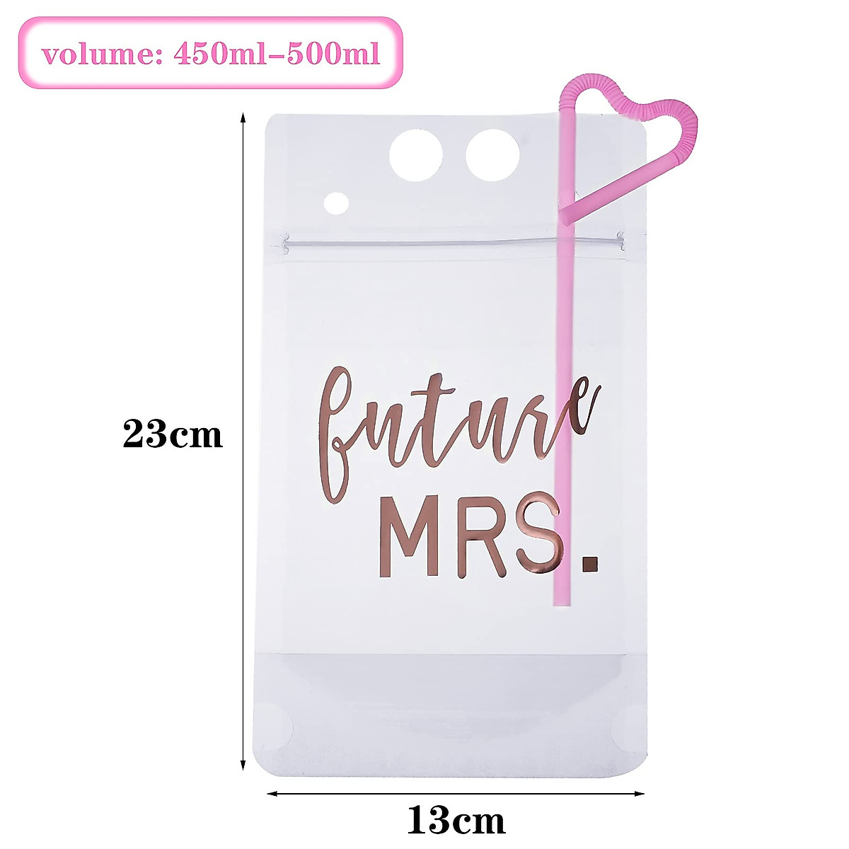 Patelai 16 Pcs Bachelorette Drink Pouch Cup with Straw 17 Oz Disposable Juice Pouches Disposable Cups for Weddings and Bridal Showers(Classic Style)