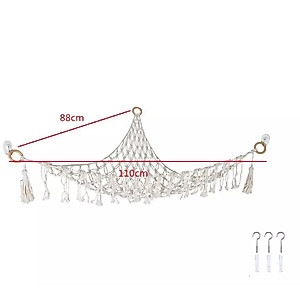 GUZLI Stuffed Animal Hammock Toy Net Plush Toy Hanging Organizer with Macrame Tassels Stuffed Animal Holder Display Corner Boho Large Storage Mesh Net for Playroom Bedroom