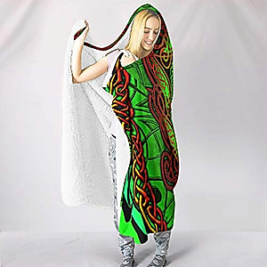 Festhad Green Tree of Life Knot Tattoo Norse Viking Yggdrasil Mythology Print Hooded Blankets Colorful Soft Hoodie Cape Adults Snuggling White 50x60 inch