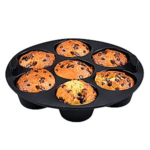 CAKETIME 24 Cups Mini Muffin Pan, 7 Cups Round Regular Muffin Pan for Air Fryer, Oven, Microwave