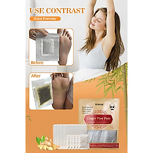 TEWEAE Foot Pads - 60Pads Pure Natural Ginger Powde Bamboo Vinegar Pads, Goodnight Foot Pads for Travel or Home Use