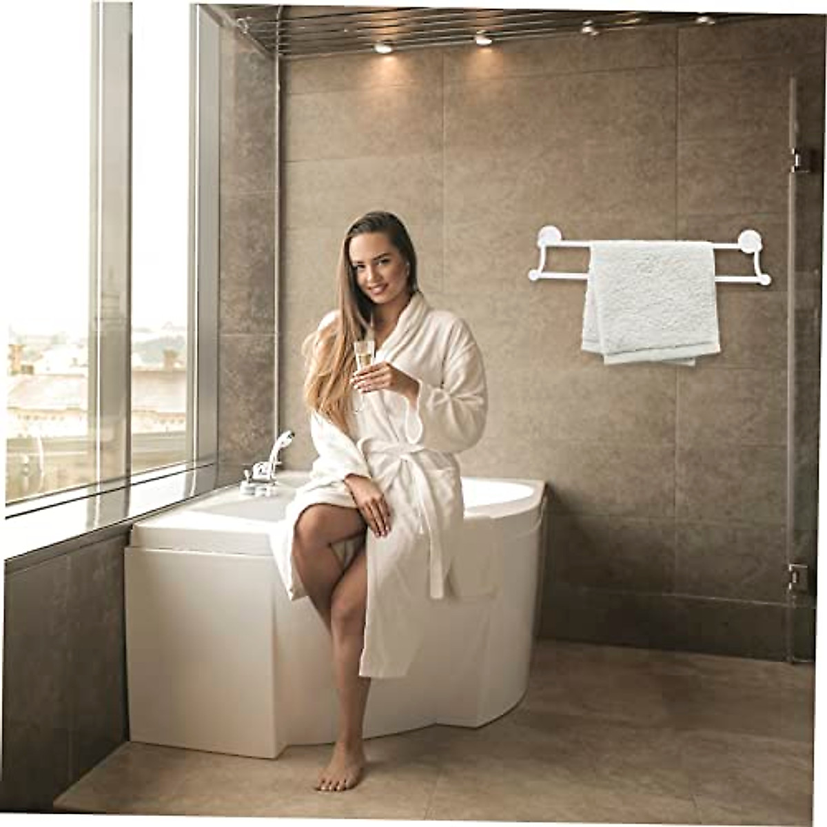 Cabilock 1 PC Double Bar Towel Rack White Bathrobe Towel Organization Bar Double Towel Bar Bathroom Towel Bar Decor Bath Towel Holder Hangers Hand Towel Rail Artistic Accessory Swivel Brass