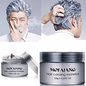 Temporary Silver Gray Hair Spray Color, Luxury Coloring Mud Grey Hair Dye Wax,Washable Treatment with All Day Hold. Non-Greasy Matte Hairstyle Ash for Party, Cosplay (1, Gray)