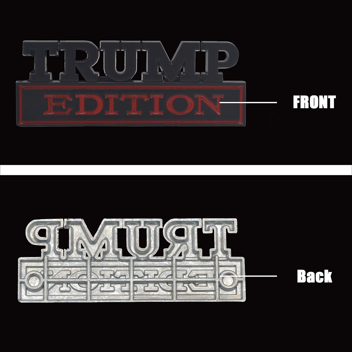 GeeGeeTop Universal Trump Edition Emblem Sticker Replacement Car Truck SUV Compatible with Ford F150 Jeep Dodger Chevrolet Badge Tailgate Badge Front Grille Hood Trunk (Black+Red)