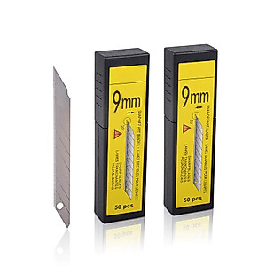 FOSHIO 30 Degree Snap Off Blades 9MM Universal Art Knife Replacement Blades, High Hardness Carbon Steel Material, Auto Vinyl Wrap Office Cutter Craft Knife Sharp Blades, Pack of 100