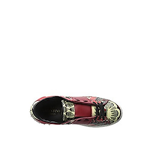 Valentino Women's Printed Low Cut Sneaker, Red/Ivory/Black, 38 M EU/8 M US