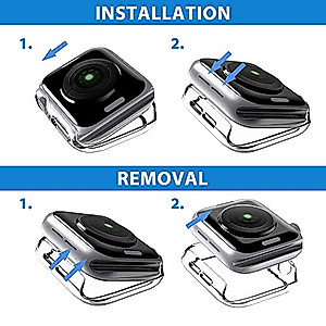 2 Pack LϟK Case for Apple Watch 40mm SE/Series 6/5/4 Built-in Tempered Glass Screen Protector, All-Around Ultra-Thin Bumper Full Cover Hard PC Protective Case for iWatch 40mm - Clear