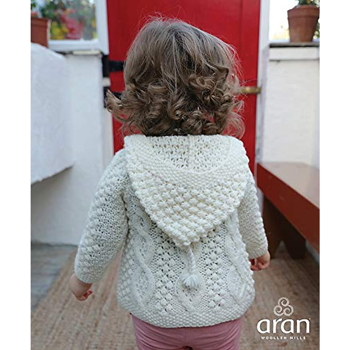 Carraig Donn 100% Merino Wool Baby Hoodie With Side Fastening Buttons Natural 12-18 months