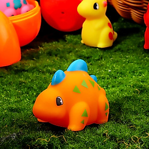 JOYIN 6 Pcs Pre-Filled Easter Eggs with Light-up Floating Dinosaur Bath Toys for Kids Toddlers Easter Eggs Hunt, Basket Stuffers/Fillers, Party Favor, Classroom Prize Supplies