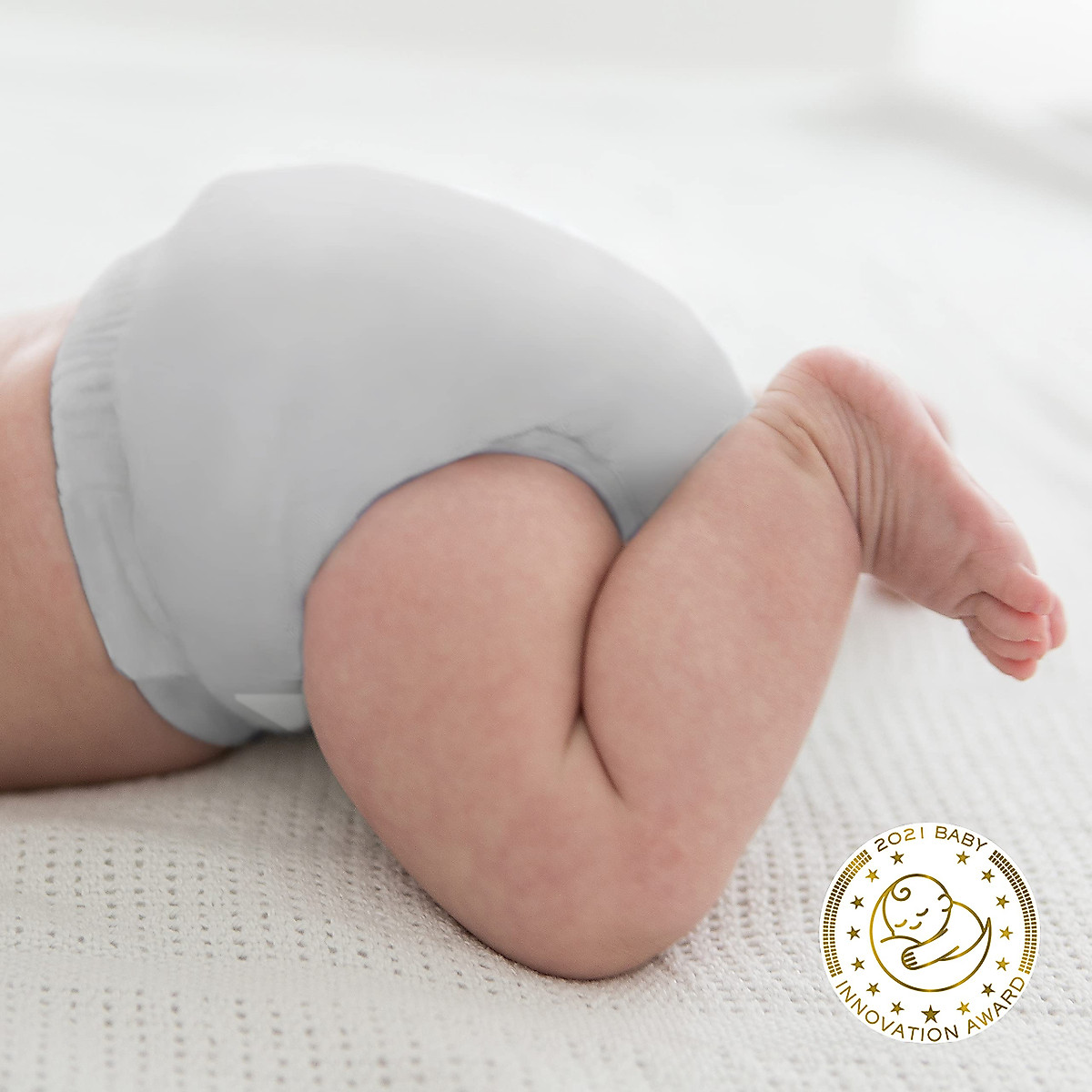 Amazing Baby Hybrid Cloth Diaper Cover/Swim Diaper, Small, Sz 2 (8-15 lbs), Use Boosties Disposable or Reusable Inserts, Gray, SmartNappy Set: Cover + Tri-Fold + Booster Pad