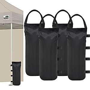 Eurmax USA Weight Capacity 112 LBS Extra Large Pop up Gazebos Weights Sand Bags for Ez Pop up Canopy Tent Outdoor Instant Canopies, 4-Pack,Black (Without Sand) Dark Black