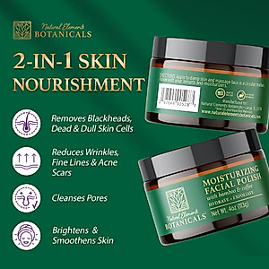 Natural Elements Botanicals Moisturizing Facial Polish, Gentle Face Scrub, 2-in-1 Facial Scrub, Hydrating & Exfoliating Face Scrub, Facial Exfoliator w/Bamboo & Coffee, 2 oz