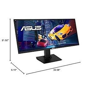 ASUS VP348QGL 34” Ultra-Wide Freesync HDR Gaming Monitor 75Hz 1440P Eye Care DisplayPort HDMI,Black