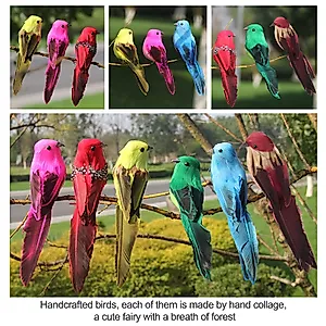 Lazyspace 12Pcs Artificial Christmas Birds,Simulation Feathers Foam Birds with Metal Clip,Mini Birds for DIY Crafts Decoration Home Garden Wedding Party Xmas Tree Ornament,Blue