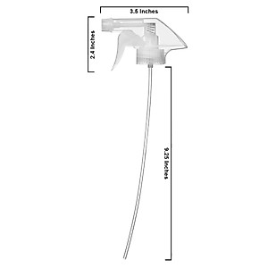 All-Purpose Clear Trigger Sprayers for Spray Bottles - Industrial Grade, Heavy Duty, Chemical Resistant, Adjustable Stream Mist 9.25" Dip Tube for 32oz Bottles, 28-400 & 28-410 – Made in USA (4)