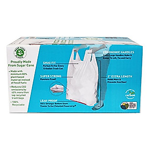 Plant Based - Hippo Sak Tall Kitchen Bags with Handles, 13 Gallon (90 Count)