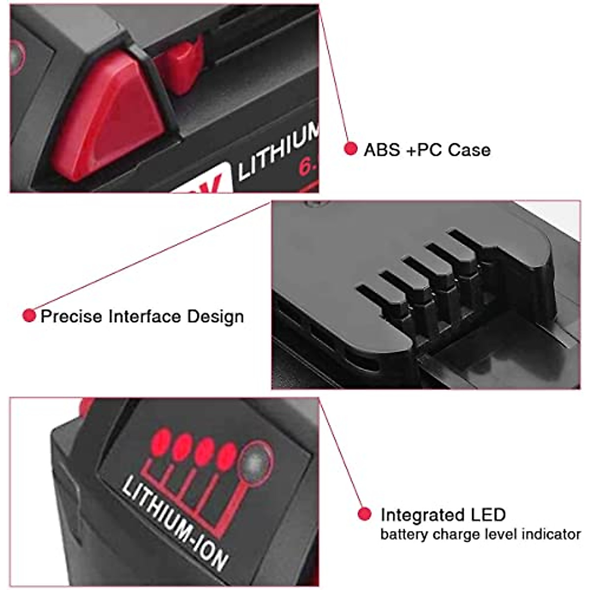 HERISKEER 2-Pack HIGH Output 6.0 Ah 18V Battery for Milwaukee M18 Battery 48-11-1820 48-11-1850 48-11-1860 48-11-1828 48-11-10 Power Batteries