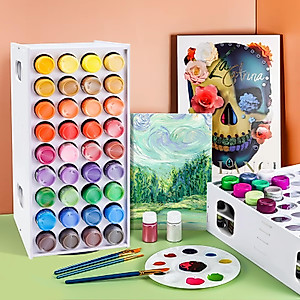 Acrylic Paint Organizer, 2 oz Craft Paint Holder Rack with 72 Holes, 360° Spining Craft Paint Storage Organizer Tower for Apple Barrel, Folkart Desk Organizer