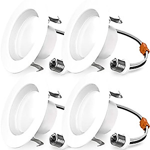 Sunco 4 Pack Retrofit LED Recessed Lighting 4 Inch, 3000K Warm White, Dimmable Can Lights, Baffle Trim, 11W=60W, 660LM, Damp Rated - ETL