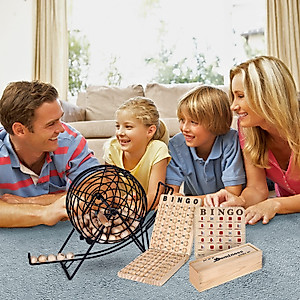 LOLO TOYS Professional Deluxe Bingo Game Set – Bundle with Dominoes Set – Bingo Balls with Cage – Cards - Storage Bag. Bingo Games for Family Kids and Adults