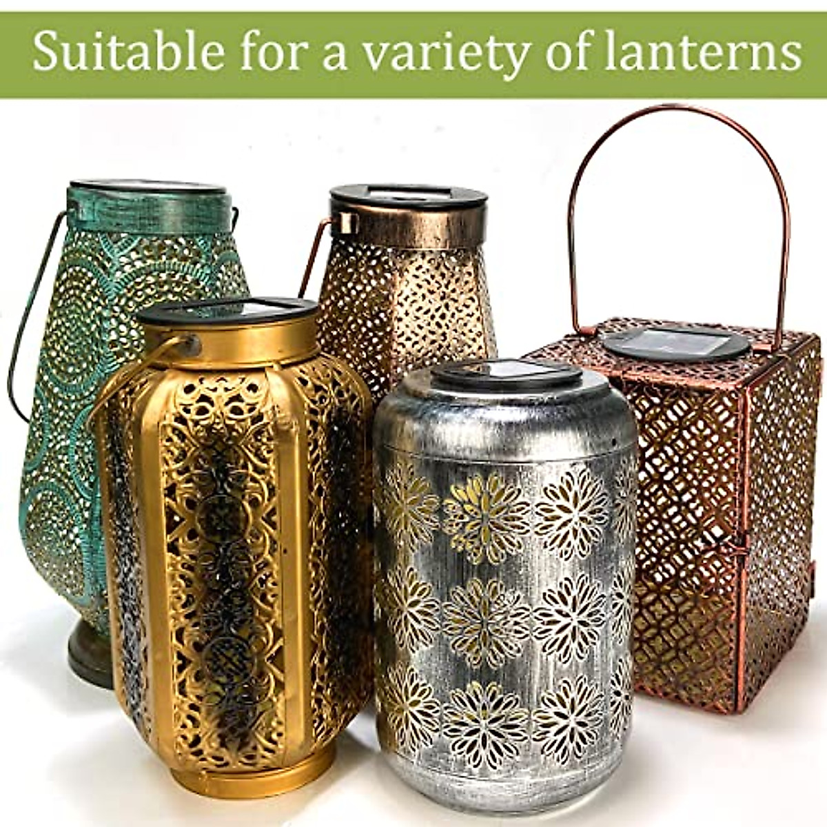 Replacement Solar Light Parts, 2 Pack Solar Lights Replacement Top, 8 lumens Solar Light Inserts for Lanterns, Waterproof Battery Box Top DIY Outdoor Garden Patio Decor, Warm Yellow, 3.15inches