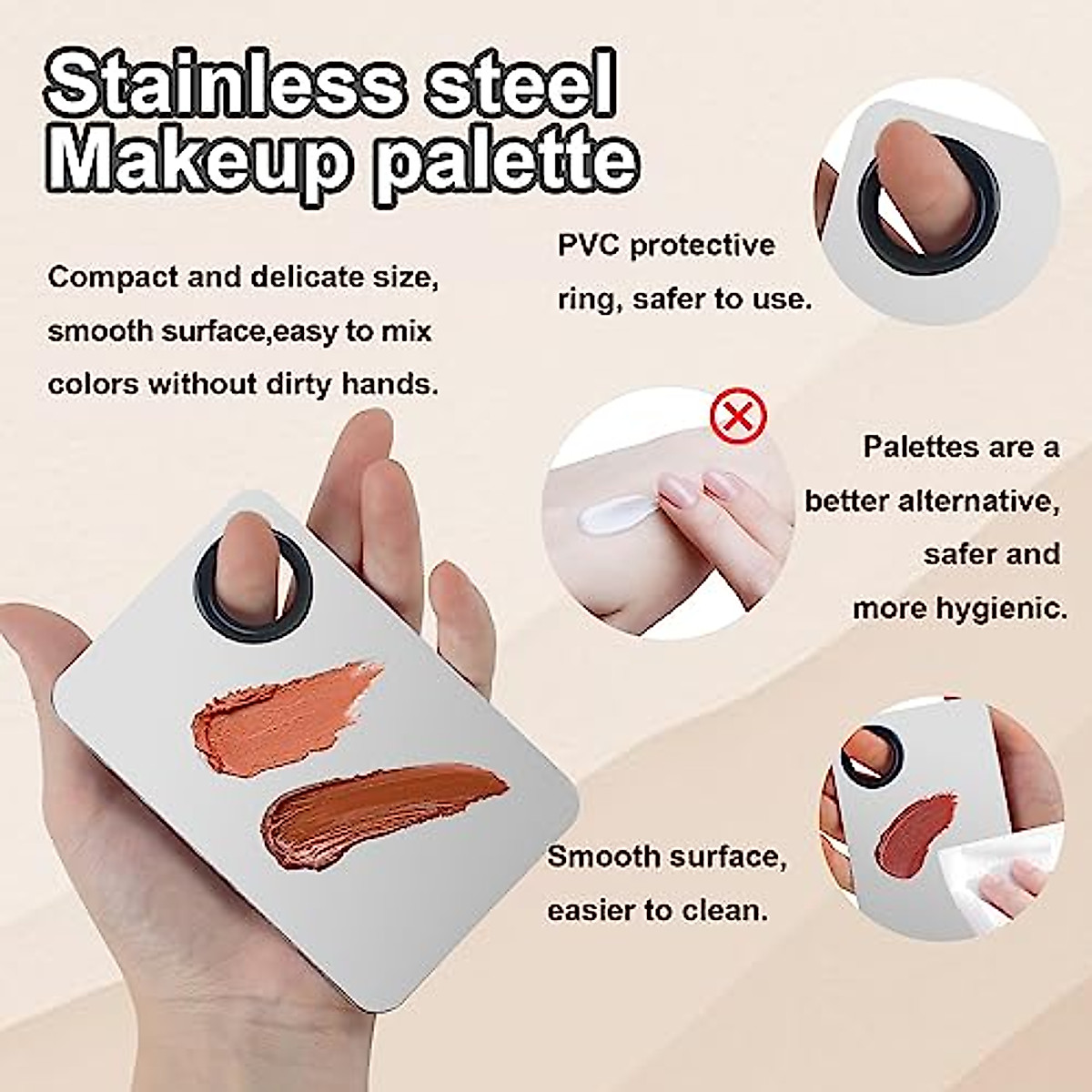5pcs Makeup Spatula Korean Set,Including Foundation Spatula Makeup Korean Stainless Steel Makeup Palette Acrylic Cosmetic Palette,Makeup Mixing Palettes Cosmetic Spatula Tool