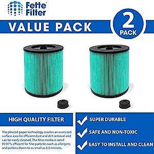 Fette Filter - 17912 & 9-17912 Vacuum Filter with High Efficiency Particle Air Filter Material Compatible with Craftsman. Compare to Part # 17912 & 9-17912. Pack of 2