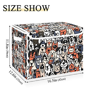 ALAZA Storage Bins Organizer Box Baskets Lidded Clothes for Shelves Closet Cute Dogs Print Doodle Puppy Collapsible Stackable Storage Cubes Handles