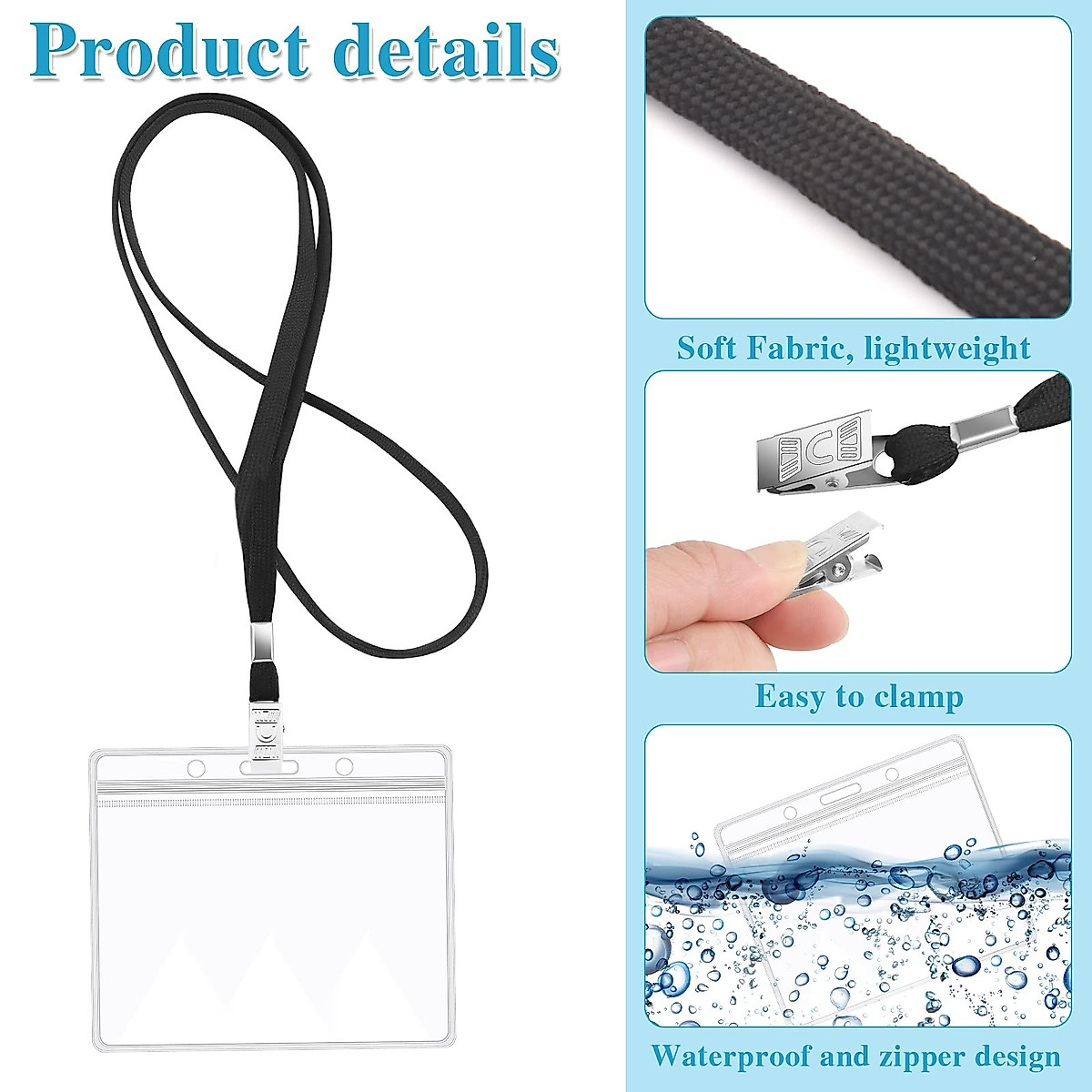 60 Pack Clear Name Tag Holders & Lanyards - Durable & Reusable