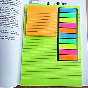 Creatiburg Big Sticky Notes Lined 6x8 inches 50 Sheets/Pad 6 Pads/Pack Large Self-Stick Note Pads with Lines, 6 Bright Colors Easy Post Individually Wrapped, Office Supplies School Gift Set