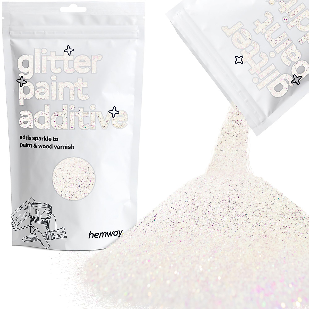 Glitter Paint for Walls Mother of Pearl Iridescent Additive Emulsion Latex Acrylic Sparkles Interior Painting 100g / 3.5oz