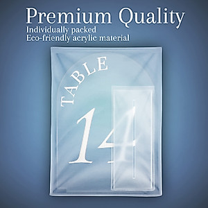 Table Numbers 1-20 with Display Stand, Acrylic Sheets with White Printed Calligraphy Number and Frosted, Arch Shape Design for Party Decor, Wedding Reception, Anniversary, & Other Event Guest Seating