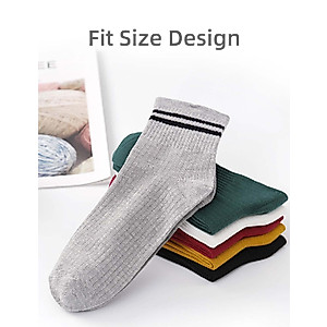 WAIKAS 【5-Pack】 Mid Calf Socks for Women, Common Size Adult Socks, Black/White/Yellow/Rose Red/Green each color 1 Pair