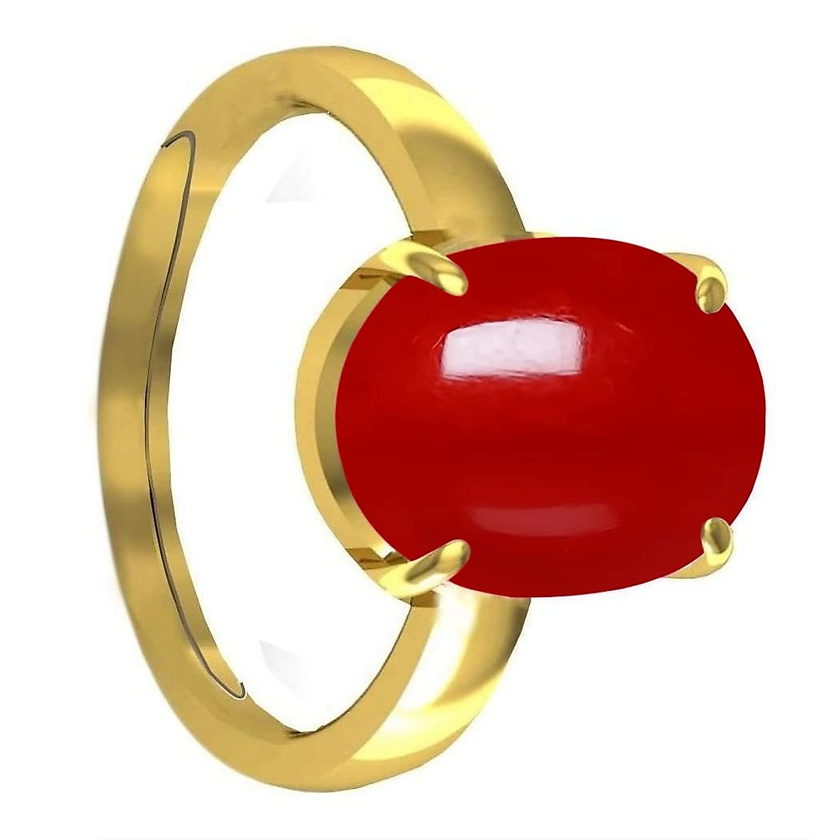 SirDaksh 6.25 Carat Natural Red Coral Panchdhatu Ring For Men And Women